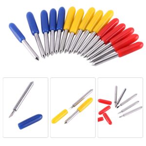 GOTOTOP 15pcs Plotter Blade Tungsten Steel Plotter Cutter Blade Cutting Tool 30, 45, 60 Degree with Holder