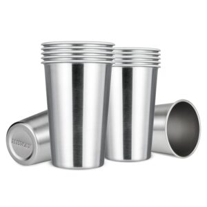 meway premium stainless steel cups 16 oz pint cup tumbler (12 pack) - premium metal cups - stackable durable cup，chilling beer glasses, for travel, outdoor, camping, everyday