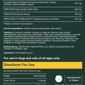 Oh!Pet 5-in-1 Digestive Probiotics Powder for Dogs & Cats - 7 Billion CFUs, Prebiotics, Digestive Enzymes & Dietary Fiber - 30 Packets (Chicken)