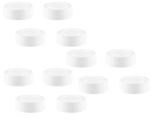 mini mason jar spice lid pack - set of 12 white polypropylene plastic mason jar lids, 48mm bpa-free plastic lids for mason jars, spice jar lid set made in the usa, non-rusting jar lids for spices