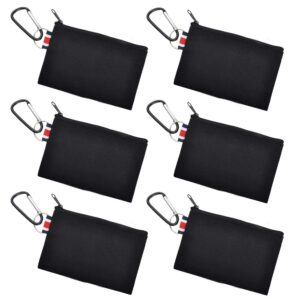 muka 6 pack cotton canvas bag with carabiner 6 x 4 inches id holder black zipper bag