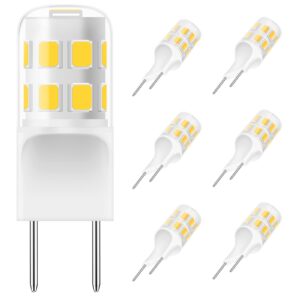 lacnooe g8 led bulb dimmable, 3w t4 led bulb, 20-25w halogen equivalent, warm white 3000k, 120v puck light bulbs for under cabinet light, under counter kitchen lighting, 6-pack