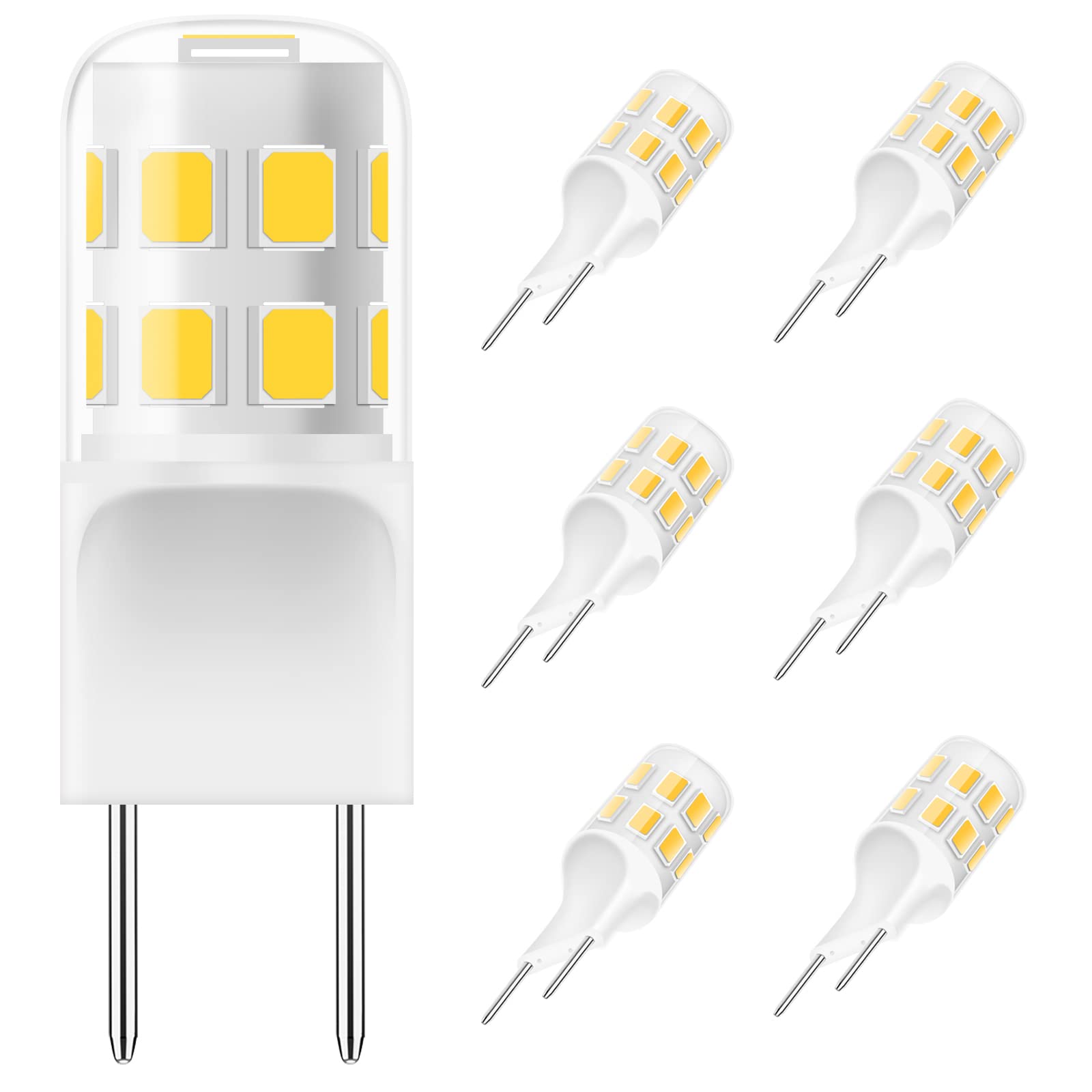 Lacnooe G8 Led Bulb Dimmable, 3W T4 Led Bulb, 20-25W Halogen Equivalent, Warm White 3000K, 120V Puck Light Bulbs for Under Cabinet Light, Under Counter Kitchen Lighting, 6-Pack