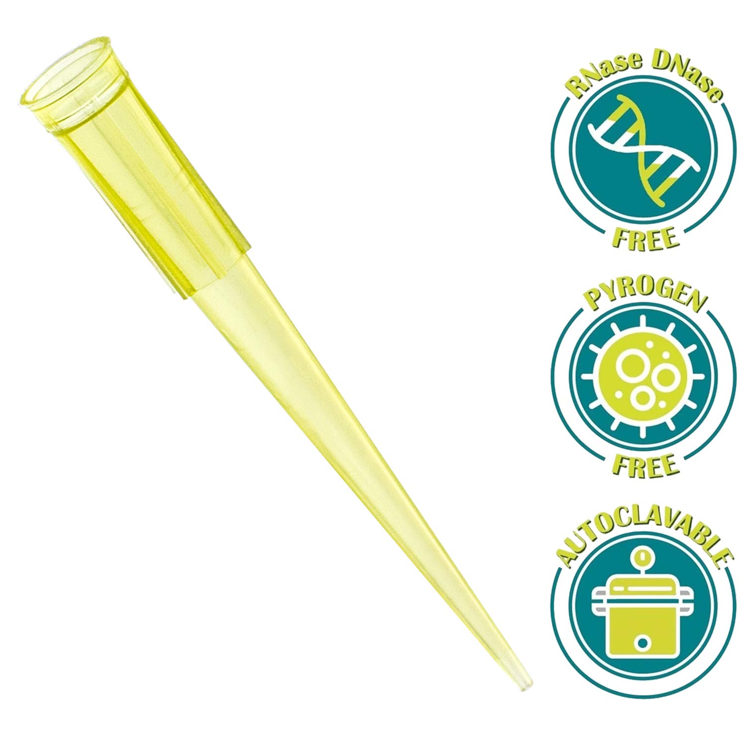 OIIKI 200ul Pipette Tips, 1000pcs Universal Liquid Pipettor Tips, Clear Yellow, DNase/RNase Free Disposable Pipette Pipettor Transfer Pipettes for Laboratory