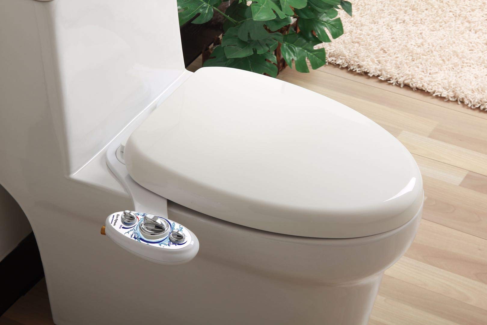 Bidet Attachment Toilet Eco-Splash Bidet Premium - Dual Nozzle - Hot and Cold Water - Self Cleaning Bidet Toilet Attachment