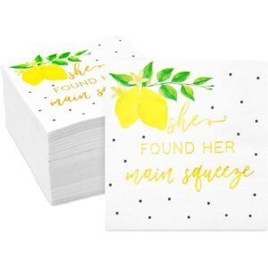 sparkle and bash 100 pack she found her main squeeze napkins, lemon party supplies for bridal shower