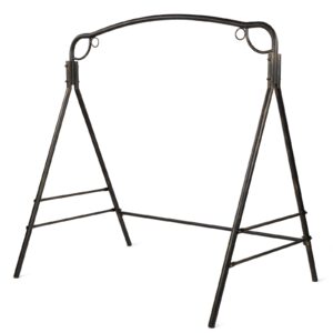 vingli upgraded metal porch swing stand with antique bronze finish, heavy duty 660 lbs weight capacity steel swing frame with extra side bars, powder coated hanging swing frame set for outdoors