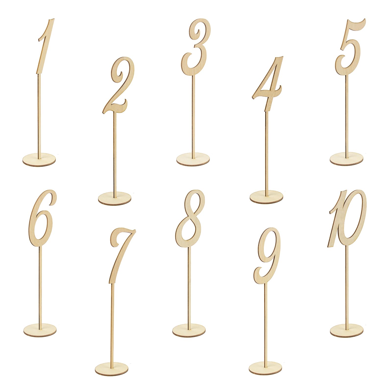 Becho 1-10 Wedding Table Numbers 9" Tall Wooden Table Numbers Tabletop Signs for Wedding, Party, Home Decoration, Rustic Receptions, Banquets, Cafés, Restaurants, Hotels. Grade Extra Thick Heavy Duty Wood