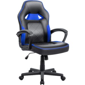 victone office chair pc gaming chair desk chair pu leather executive computer chair swivel office chair with lumbar support (blue)