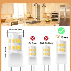 Lacnooe G8 Led Bulb Dimmable, 3W T4 Led Bulb, 20-25W Halogen Equivalent, Warm White 3000K, 120V Puck Light Bulbs for Under Cabinet Light, Under Counter Kitchen Lighting, 6-Pack