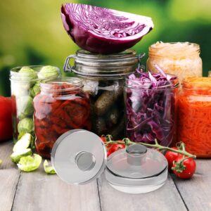 Jucoan 9 Pack Glass Fermentation Weights with Easy Grip Handle, Heavy Glass Fermenting Lids Kit for Wide Mouth Mason Jar Pickle Jar Fermenting Sauerkraut Kimchi