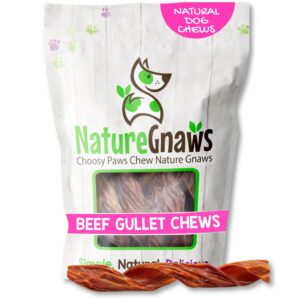 nature gnaws beef gullet springs for dogs 7-8" (6 count) - natural beef jerky stick dog chew treats - rawhide free