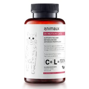 animaux - in motion cats, green-lipped mussel, devil's claw, rose hip & ginkgo, support for bones, joints, cartilage, tendons, with hyaluron, collagen, 90 chewable tablets, 90 days supply