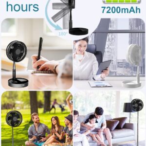 UN UNITEDTIME Desk Portable fan, My Foldaway Travel fan with remote Control Timer, Battery Operated or USB Powered,Adjustable Height Portable fan, 4 Speed Settings (Black)