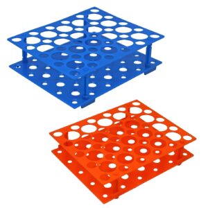 centrifuge tube rack,2 pieces detachable test tube rack holder 50-well plastic stand for 15ml 50ml tube