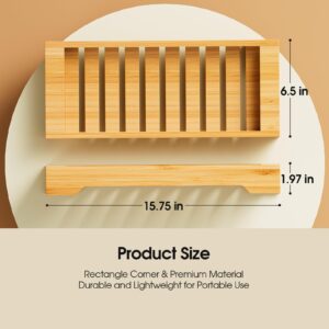 MaxGear Wood Bathroom Tray, Toilet Tray Decor Bamboo Bathroom Tray Toilet Topper Toilet Tank Storage Vanity Organizer Countertop for Soap, Towel, Tissue, Candle, Plant,15.75 × 6.5 × 1.97 inch