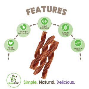 Nature Gnaws Beef Gullet Springs for Dogs 7-8" (6 Count) - Natural Beef Jerky Stick Dog Chew Treats - Rawhide Free