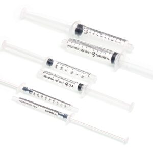 Dispense All - K1-3PK All-Purpose Industrial Syringe Kit - 1ml/3ml/10ml with 1" 14+18 Gauge Dispensing Tips, Syringe Caps and Tip Covers