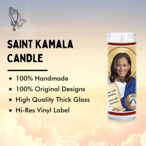 Celeb Prayer Candle Kamala Celebrity Candles - Funny Gift for Democrats - President Votive Glass Jar White Candle - Devotional Candles for USA - Handmade Soy Wax Candles