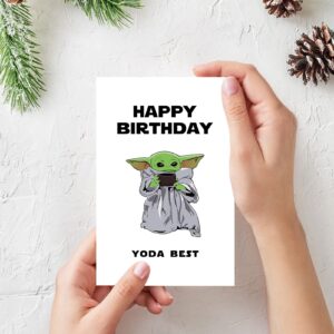 OJsensai Yoda Birthday Card, Funny Star Wars Bday Card, Cute Card for Kids Him Her, Yoda The Best