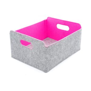 welaxy storage baskets collapsible felt storage bin foldable shelf drawers organizers organizie box with handles for kids toys pet toy books clothes makeup junk organise (shocking pink)