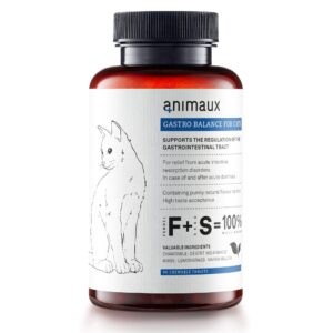 animaux - gastro balance for cats, supports gastro-intestinal tract, prevents diarrhoea, constipation, hairballs & flatulence, supplementary probiotics, 90 chewable tablets, 90 days supply