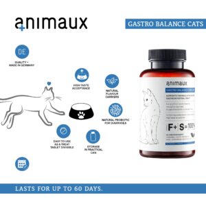 animaux - Gastro Balance for Cats, Supports Gastro-intestinal Tract, Prevents Diarrhoea, Constipation, Hairballs & Flatulence, supplementary probiotics, 90 chewable Tablets, 90 Days Supply