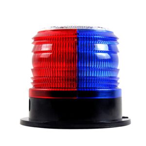 risoon solar strobe warning safety flashing light/ceiling strobe light, with strong magnetic base waterproof for construction, traffic, factory, crane tower, boat navigation (red+blue)