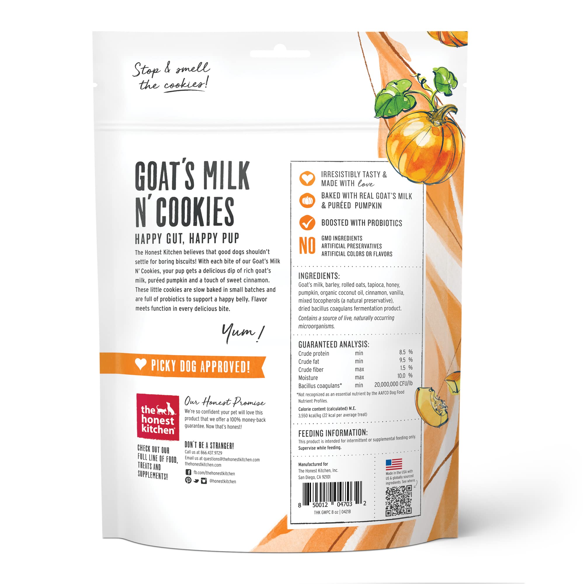 The Honest Kitchen Goat's Milk N' Cookies: Slow Baked with Pumpkin, 8 oz Bag