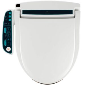 bidetmate 2000 series heated bidet japanese toilet seat with unlimited water, side control panel, deodorizer, and warm air dryer - adjustable self-cleaning - shape of bidet round