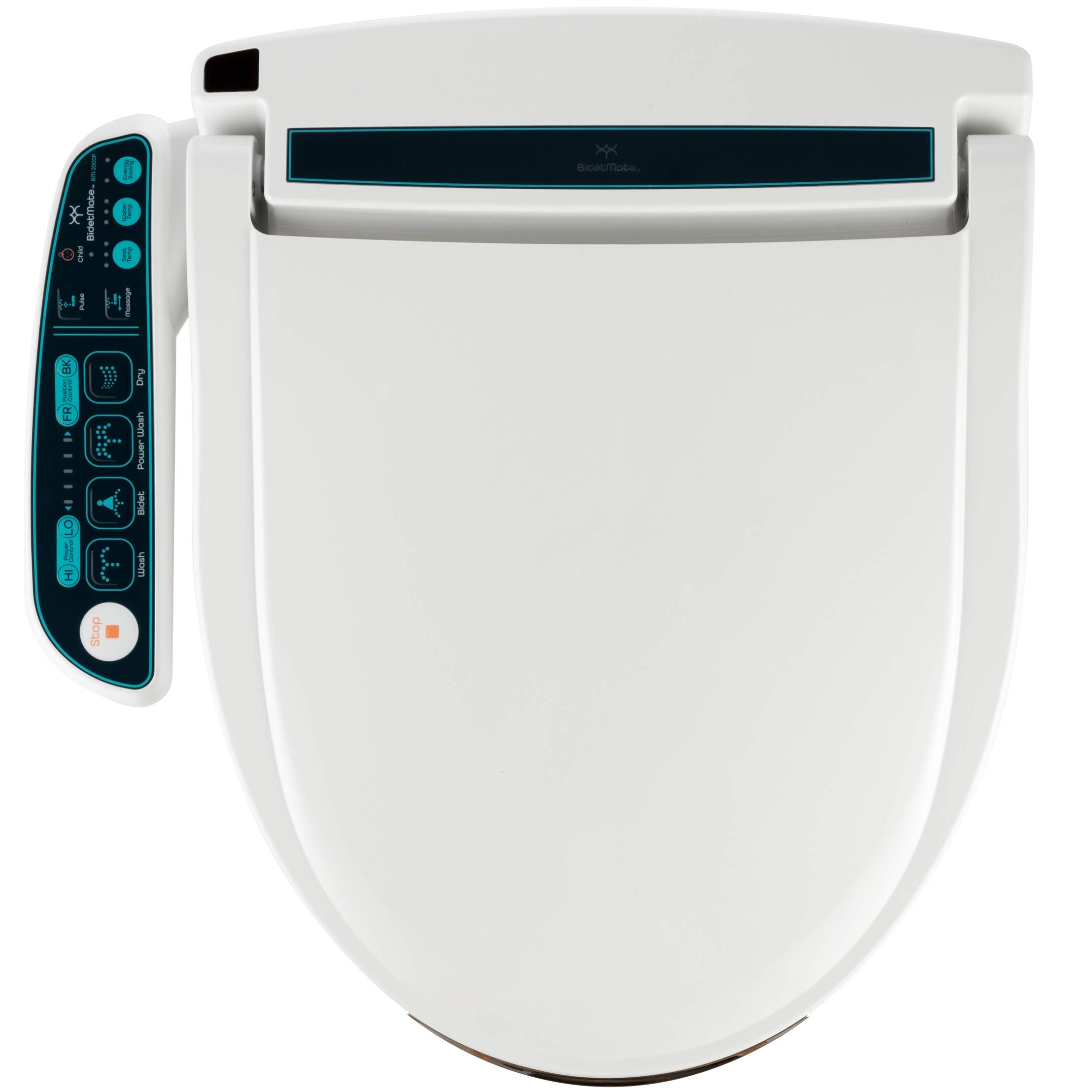 BidetMate 2000 Series Heated Bidet Japanese Toilet Seat with Unlimited Water, Side Control Panel, Deodorizer, and Warm Air Dryer - Adjustable Self-Cleaning - Shape of Bidet Round