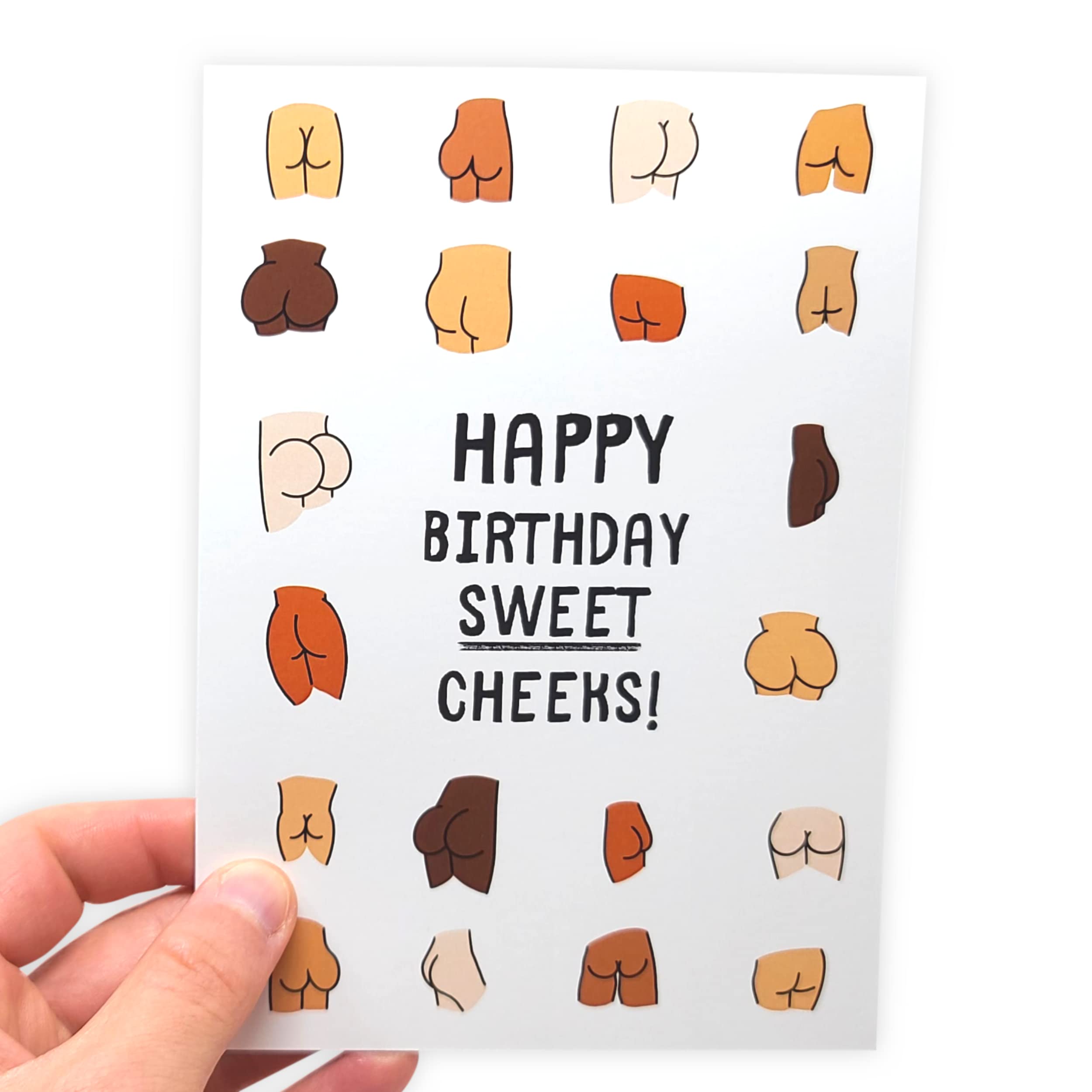 Sleazy Greetings Funny Birthday Card For Women or Men - 5 x 7 Inch Adult For Friend Bday Card with Matching Envelope - Happy Birthday Sweet Cheeks!