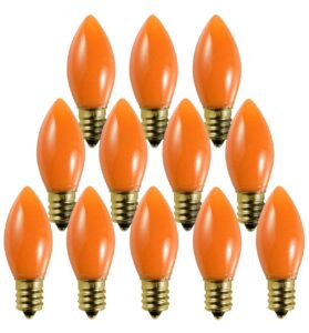 12 pack c9 orange light bulb ceramic incandescent 7 watt e17 intermediate base replacement c9 string lights bulbs colored light bulb orange bulb holiday decorations halloween bulb