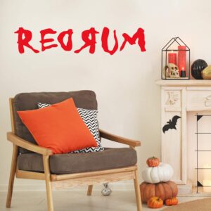 Vinyl Wall Art Decal - Redrum - 6" x 30" - Trendy Scary Halloween Season The Shining Quote Sticker for Living Room Entryway Door Office Coffee Shop Store Windows Spooky Decor (Red)