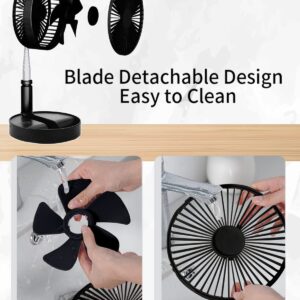 UN UNITEDTIME Desk Portable fan, My Foldaway Travel fan with remote Control Timer, Battery Operated or USB Powered,Adjustable Height Portable fan, 4 Speed Settings (Black)