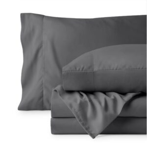 ivy union twin size sheet set - breathable & cooling sheets - extra soft, easy-fit bed sheets - deep pockets - bedding sheets & pillowcases (twin, grey)