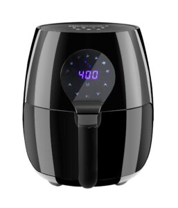 elite gourmet eaf5317d digital 5.3qt hot air fryer 7 menu functions 1350w oil-less healthy cooker, timer & temperature controls, pfoa/ptfe free, black