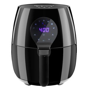 Elite Gourmet EAF5317D Digital 5.3Qt Hot Air Fryer 7 Menu Functions 1350W Oil-Less Healthy Cooker, Timer & Temperature Controls, PFOA/PTFE Free, Black