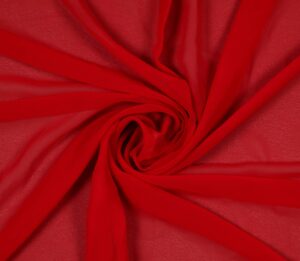 mds pack of 5 yard bridal solid chiffon fabric for merry christmas xmas new year party home decorations, costume, dress, diy, crafts, silky light weight drapery fabrics 44" width - red