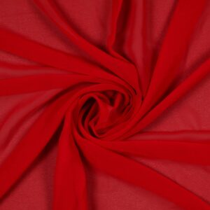 MDS Pack of 5 Yard Bridal Solid Chiffon Fabric for Merry Christmas Xmas New Year Party Home Decorations, Costume, Dress, DIY, Crafts, Silky Light Weight Drapery Fabrics 44" Width - Red