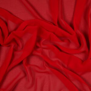 MDS Pack of 5 Yard Bridal Solid Chiffon Fabric for Merry Christmas Xmas New Year Party Home Decorations, Costume, Dress, DIY, Crafts, Silky Light Weight Drapery Fabrics 44" Width - Red