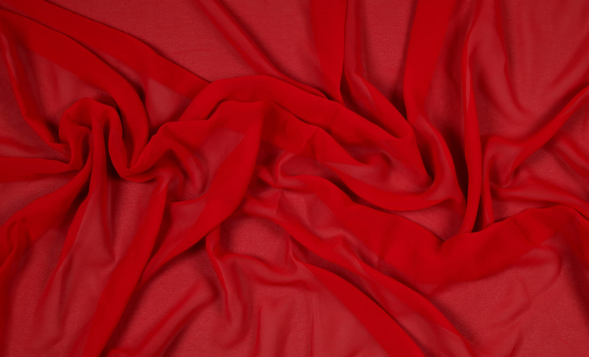 MDS Pack of 5 Yard Bridal Solid Chiffon Fabric for Merry Christmas Xmas New Year Party Home Decorations, Costume, Dress, DIY, Crafts, Silky Light Weight Drapery Fabrics 44" Width - Red