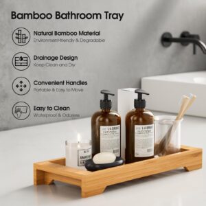 MaxGear Wood Bathroom Tray, Toilet Tray Decor Bamboo Bathroom Tray Toilet Topper Toilet Tank Storage Vanity Organizer Countertop for Soap, Towel, Tissue, Candle, Plant,15.75 × 6.5 × 1.97 inch