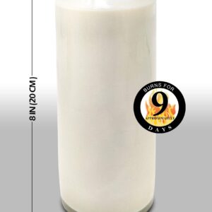 Hyoola 9 Day White Prayer Candle in Glass Jar- 3 Pack - Memory Candle for Religious, Memorial, Vigil and Emergency - 100% Vegetable Oil Wax