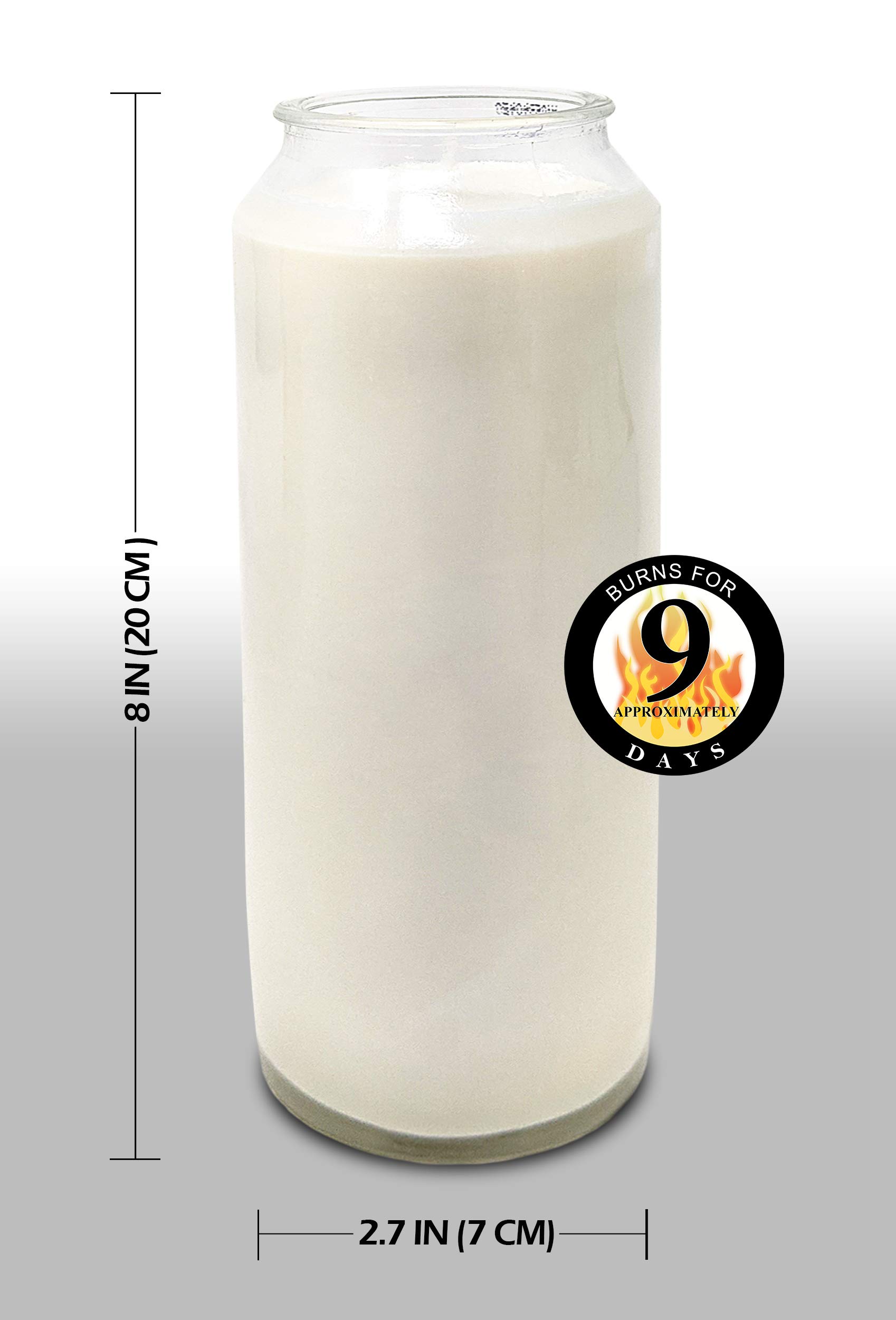 Hyoola 9 Day White Prayer Candle in Glass Jar- 3 Pack - Memory Candle for Religious, Memorial, Vigil and Emergency - 100% Vegetable Oil Wax