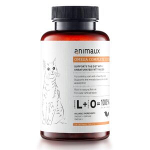 animaux - omega complete for cats fish oil tablets, omega 3,6 & 9 fatty acids to support metabolism, bone structure, barf supplement, salmon oil for skin & coat, 120 chewable tablets, 120 days supply