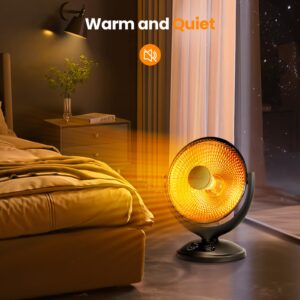 Kismile Oscillating Parabolic Space Heater with Thermostat and Timer, Radiant Dish Heater with Tip-Over and Overheating Protection For Indoor Use, 1000w