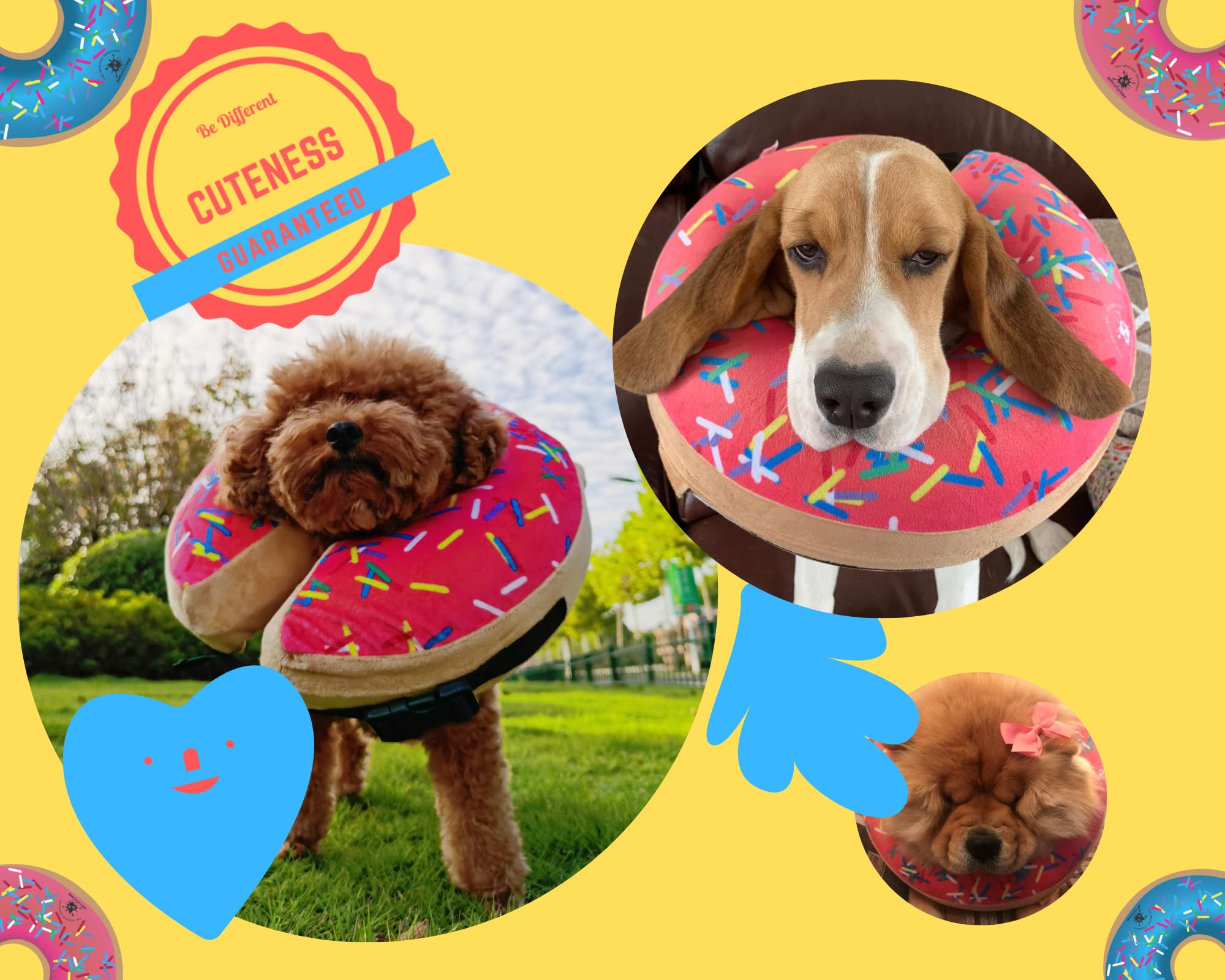 DIRTY LITTLE PAWS Inflatable Dog Colllar | Great Alternative to a Dog Cone or a Dog Cone Collar | Our Super Comfy Dog Donuts Make Excellent Recovery Collars for Dogs | Suitable for Large Dogs (Pink)