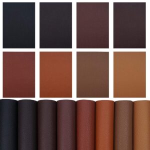 LITCHI 8 Pieces 8x12 Inch Dark Color Litchi Grain Texture Faux Leather Sheets Including 8 Color Leather Sheets for Leather Bows and Earrings Making LiZhiWen-8PcsA4Dark