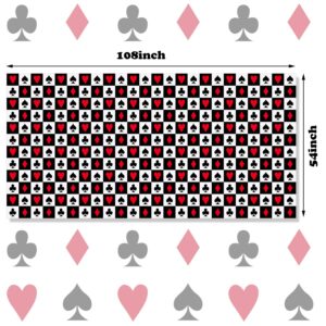 2 Pieces Poker Tablecloth Casino Theme Party Decorations Las Vegas Table Cover Casino Table Runner for Playing Card Birthday Party Favors Supplies, 54 x 108 Inch